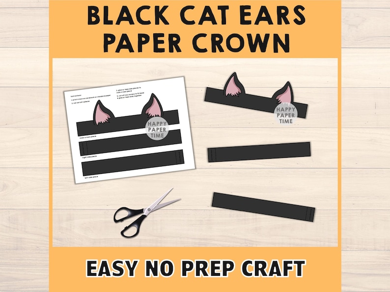 Cat Ears Paper Crown Halloween Craft Costume Headband Printable Kids ...