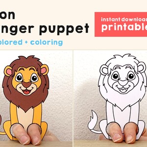 Lion Paper Craft Printable African Animal Finger Puppet Kids | Etsy