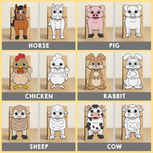 Farm Animals Paper Bag Puppets Printable Craft Activity Cut Paste ...