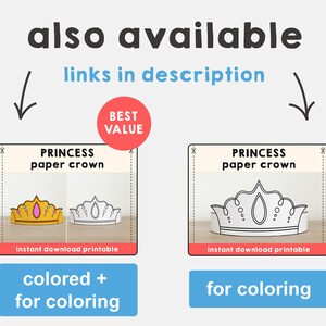 Princess Paper Crown Template Fantasy Medieval Party Headband Costume ...