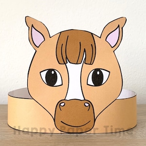 Pony Paper Crown Horse Template Coloring Activity Printable Kids Craft ...