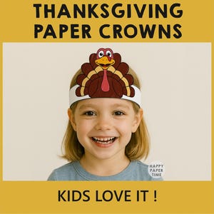 Thanksgiving Paper Crowns Headbands Craft Activity Hats Printable Kids ...