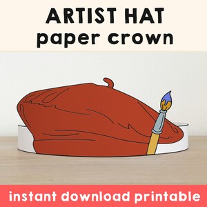 Artist Hat Painter Paper Crown French Party Headband Printable Kids ...