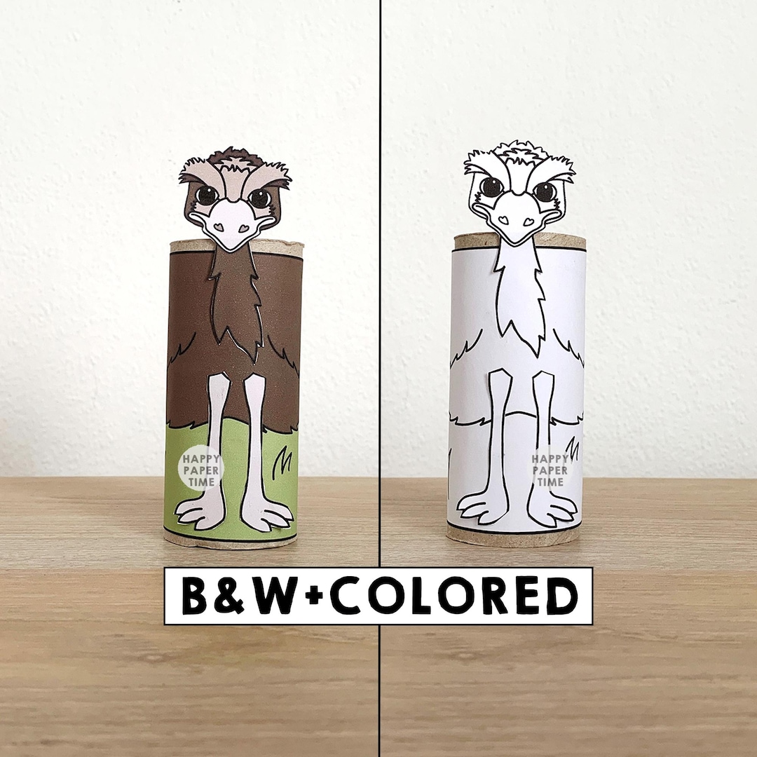 Emu Toilet Paper Roll Craft Australian Animal Party Coloring Printable ...