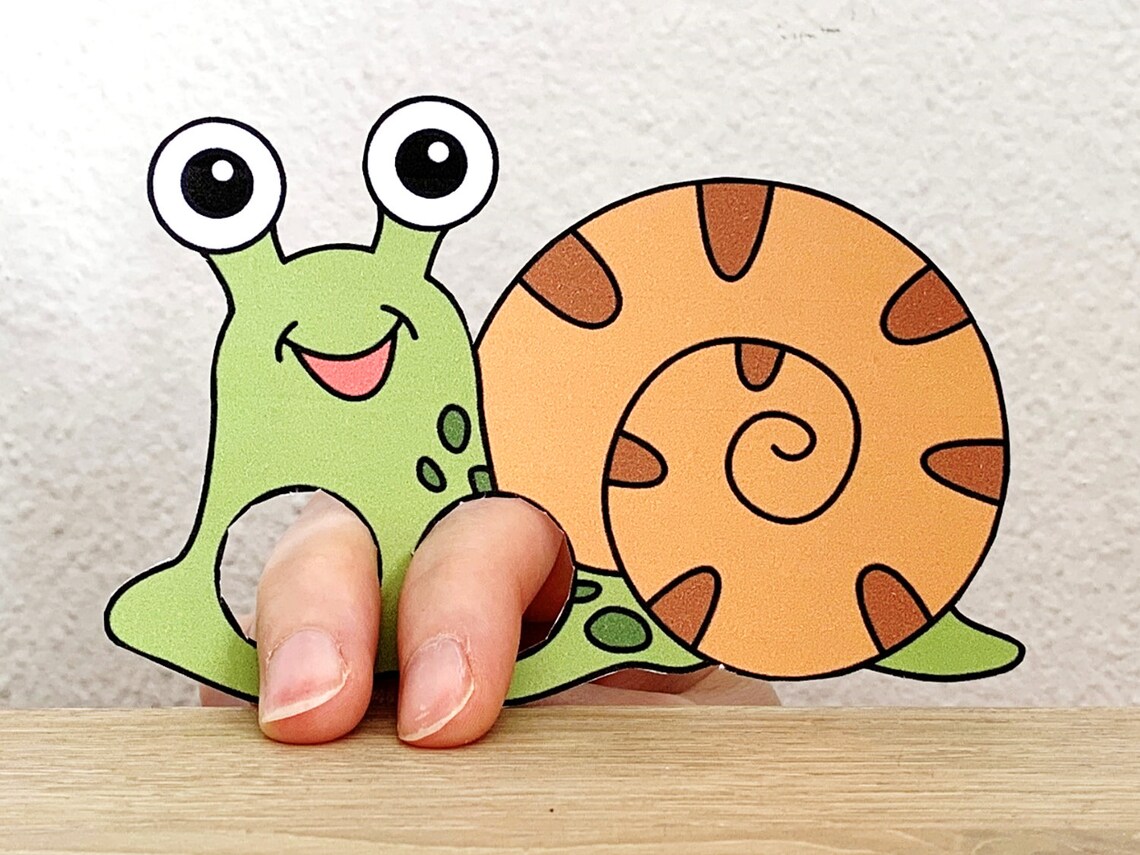 Snail Paper Craft Printable Finger Puppet Bug Template Kids - Etsy