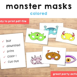 Monster Masks, Monster Costume Kids, Monster Party Printable Masks ...