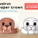 Walrus Paper Crown Party Coloring Printable Kids Craft Polar Ocean ...