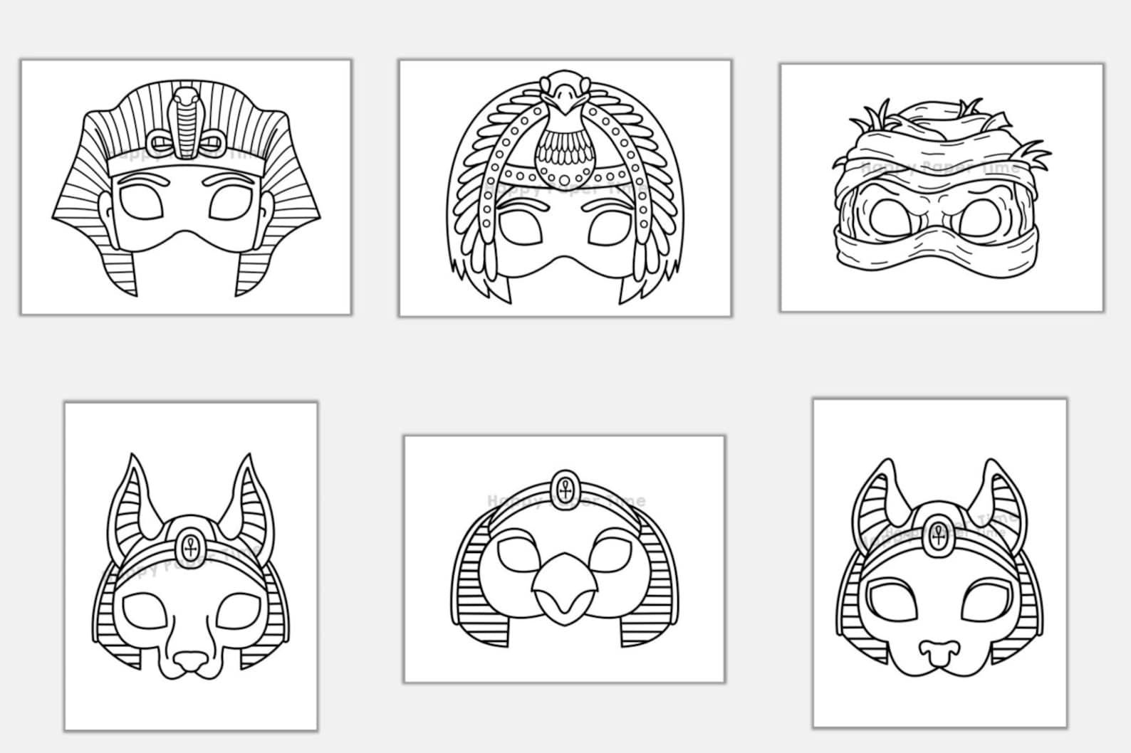 Ancient Egypt Masks Template Pharaoh Cleopatra Mummy Horus - Etsy