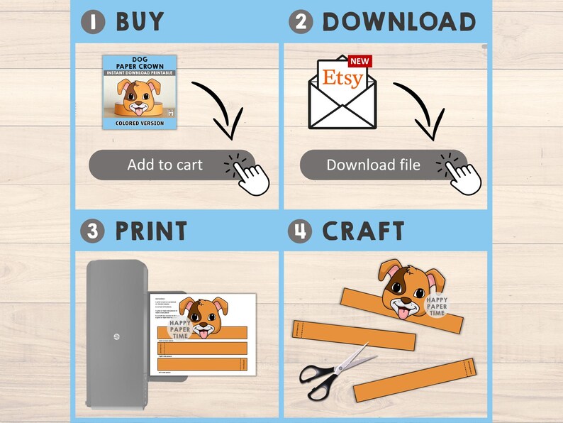 Dog Paper Crown Headband Pet Animal Printable Kids Craft Puppy Party ...