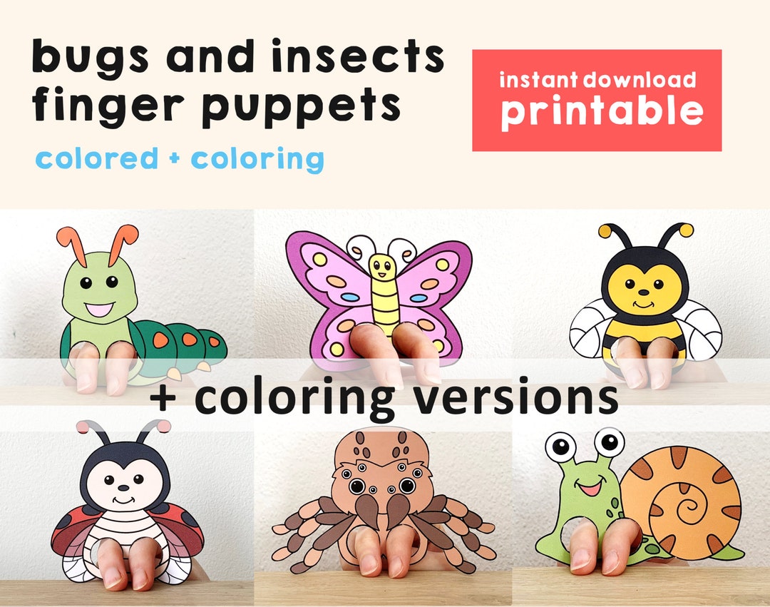 Bugs Insects Paper Craft Printable Finger Puppet Template Kids - Etsy