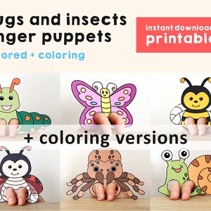 Bugs Insects Paper Craft Printable Finger Puppet Template Kids | Etsy