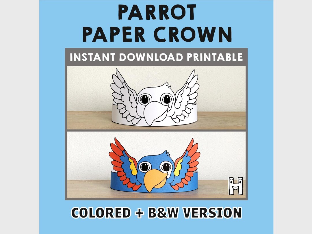 Parrot Paper Crown Headband Pet Animal Printable Kids Activity Craft ...
