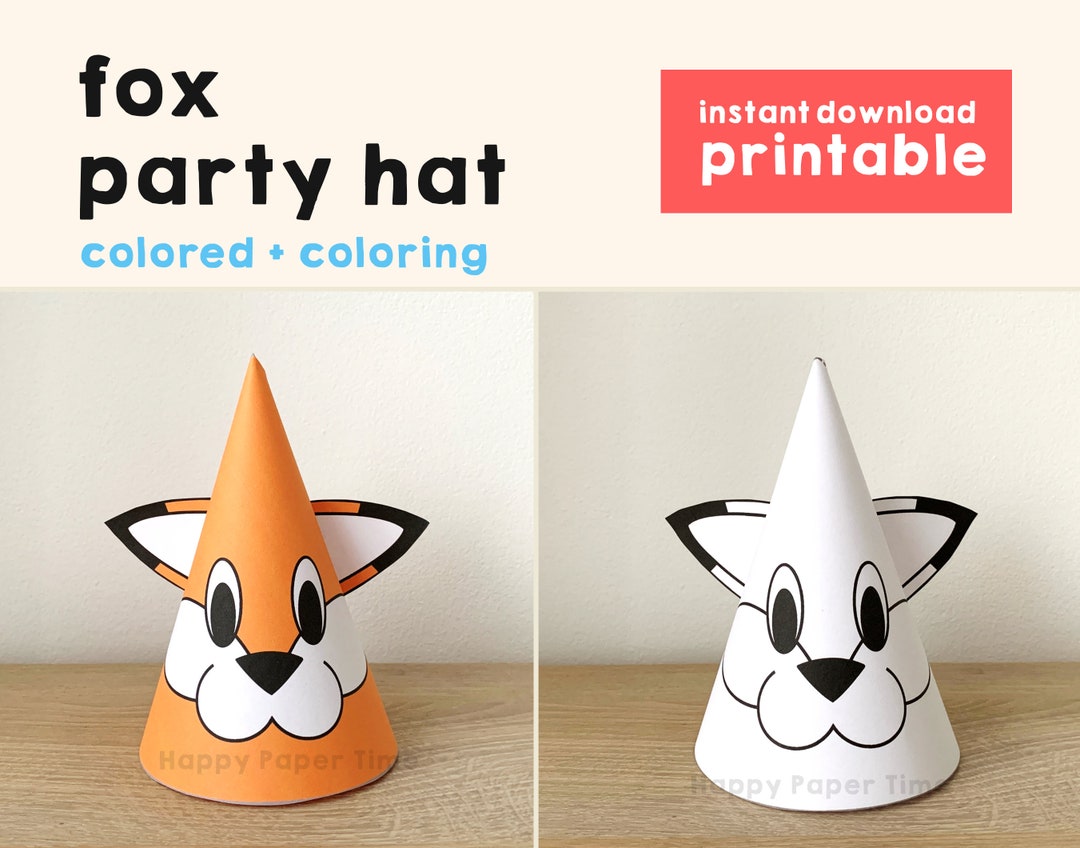 Fox Party Hat Printable Fox Table Decoration Woodland Party Hat ...