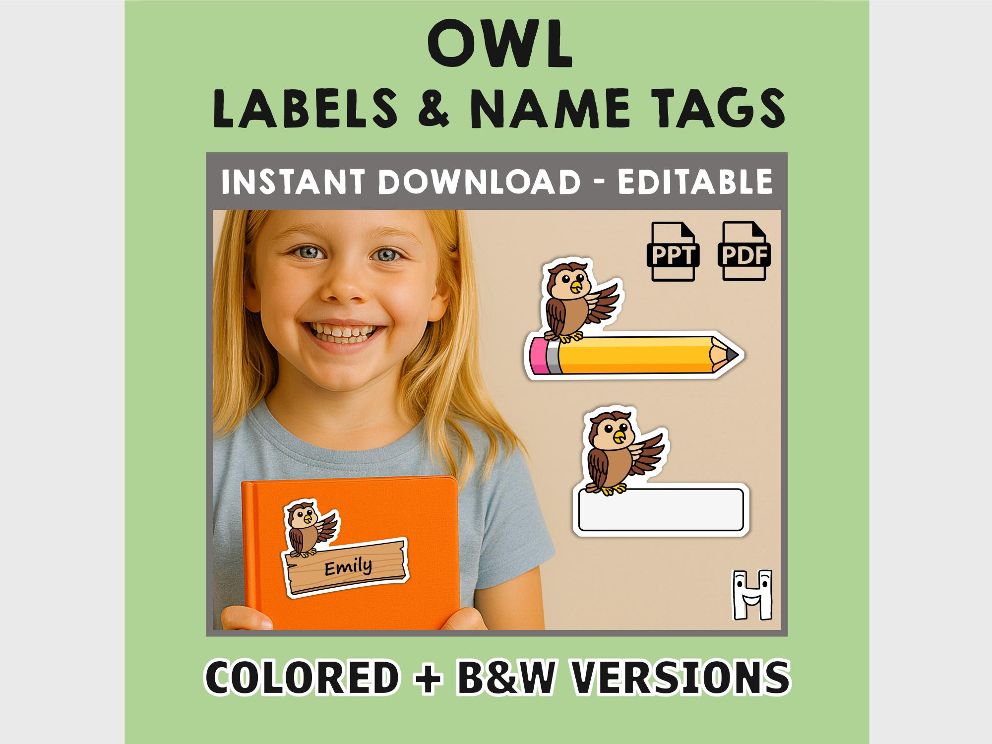 Owl Name Tags Classroom Labels Forest Animal Woodland Editable Files ...