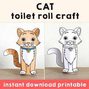 Cat Toilet Paper Roll Craft Kitten Pets Animal Party Coloring Printable ...