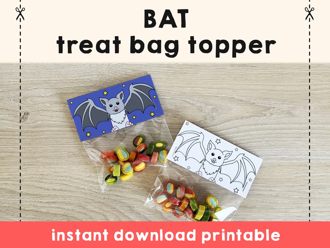 Bat Treat Bag Topper Paper Craft Halloween Spooky Party Coloring ...