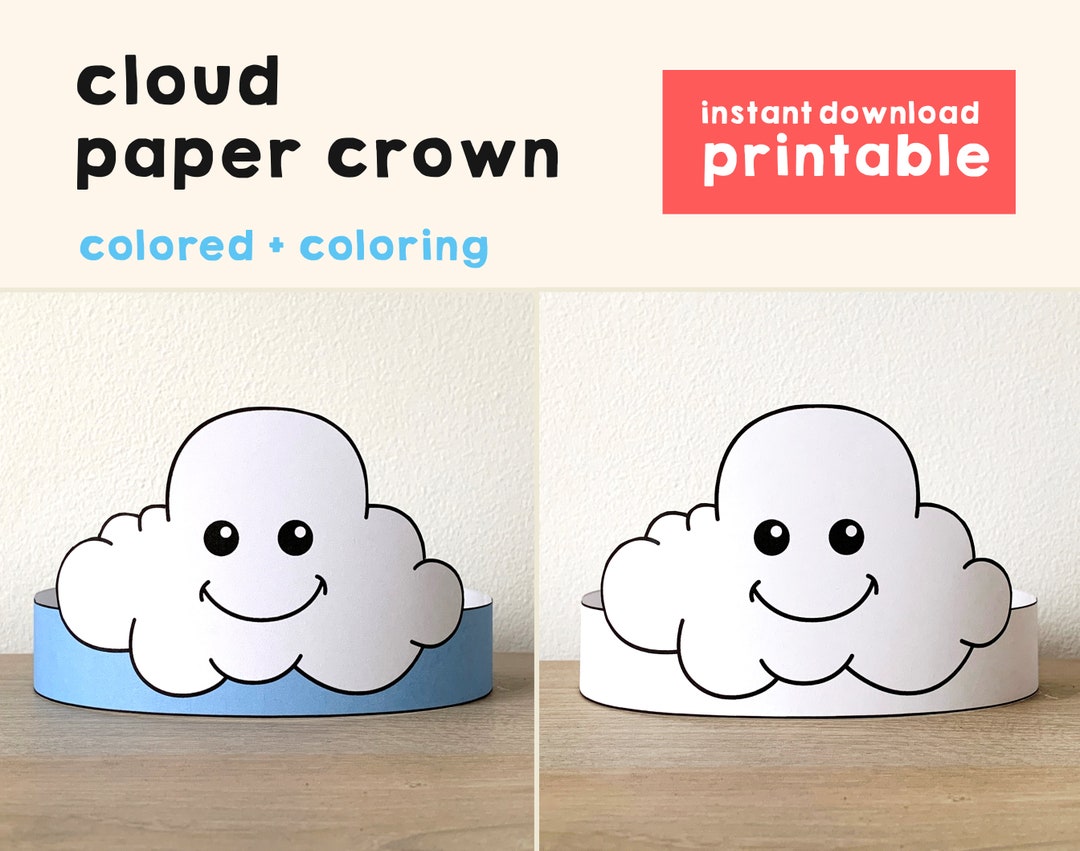 Cloud Paper Crowns Astronomy Summer Spring Printable Kids Craft ...
