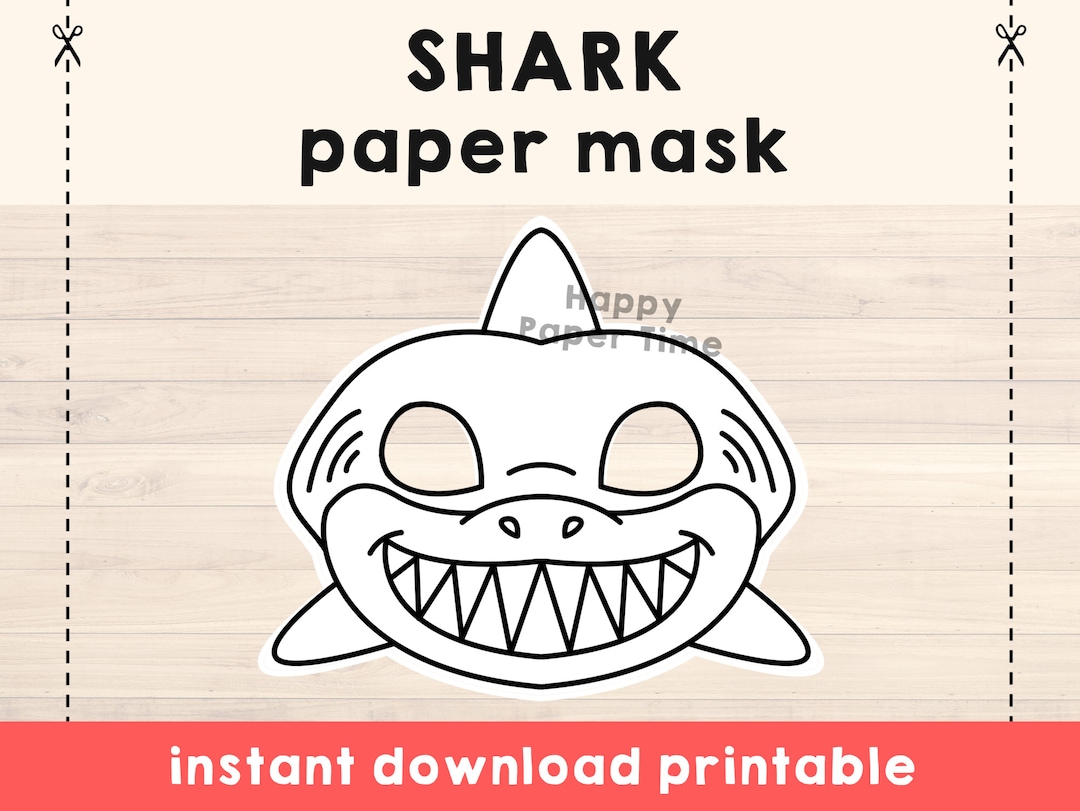 Shark Mask Shark Costume Template Paper Print Out Sea Ocean Animal Mask ...