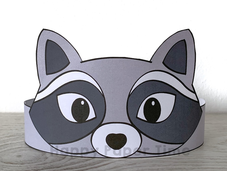 Raccoon Paper Crown Coloring Activity Printable Kids Craft Woodland ...