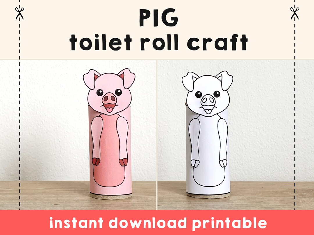 Pig Toilet Paper Roll Craft Farm Animal Party Coloring Printable ...
