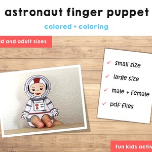 Astronaut Space Paper Craft Printable Community Helper Finger Puppet ...