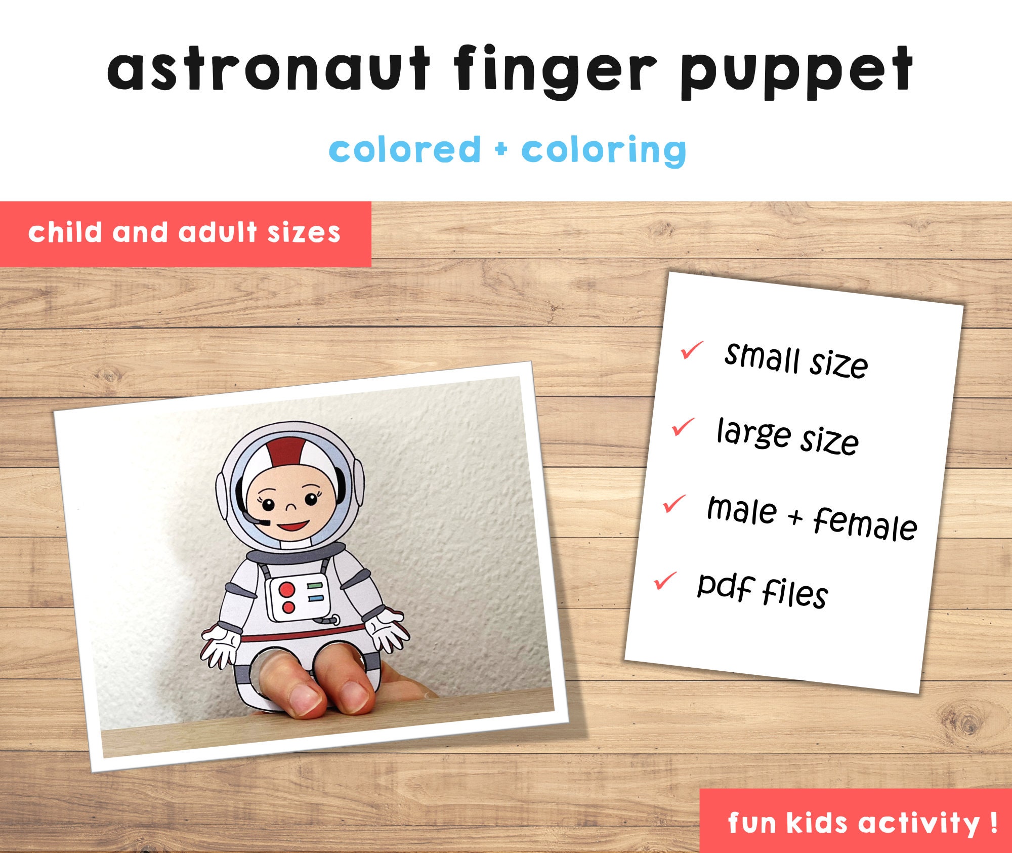 Astronaut Finger Puppet Template