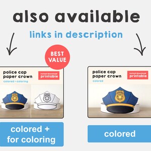 Police Cap Hat Paper Crown Party Coloring Printable Kids Craft ...
