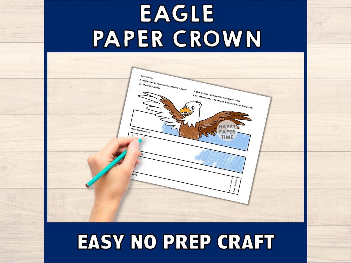 Eagle Paper Crown Party Activity Printable Kids Coloring Craft America ...