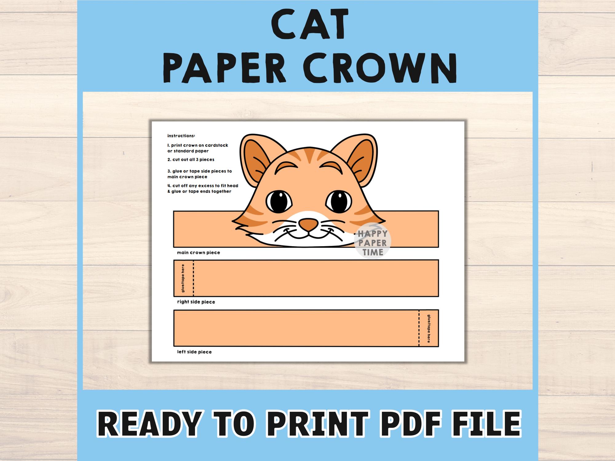Cat Paper Crown Headband Pet Animal Printable Kids Craft Kitten Party ...