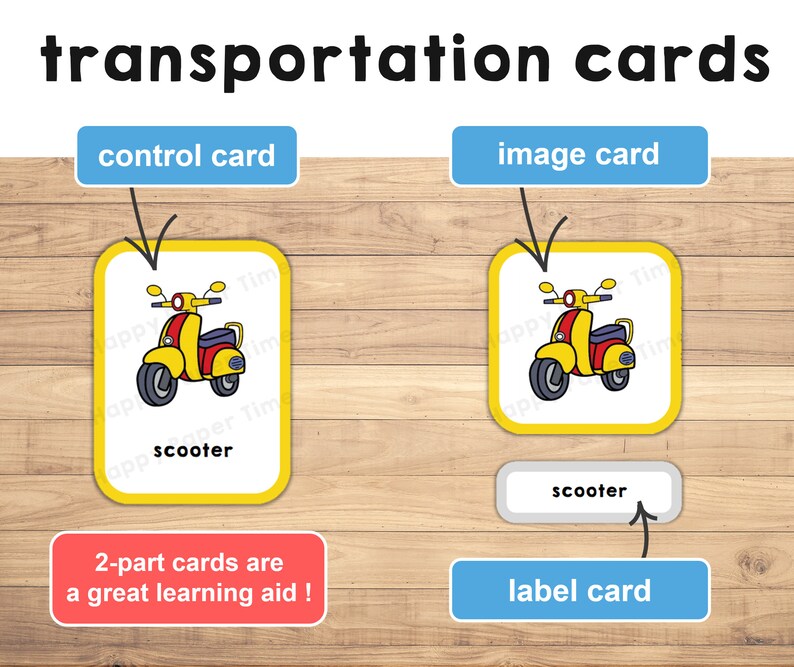 Transportation Vehicles Flash Cards Printable Montessori - Etsy