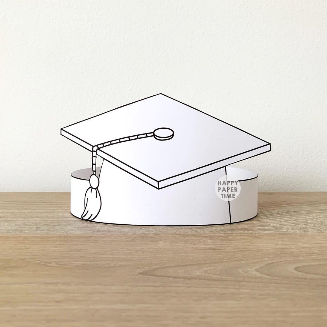 Graduation Cap Paper Crown Party Coloring Printable Kids Craft ...