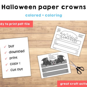 Halloween Paper Crowns Witch Zombie Bat Devil Frankenstein Printable ...
