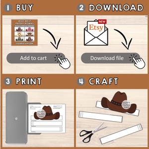 Wild West Paper Crown Headband Cowboy Sheriff Cowgirl Party Activity ...