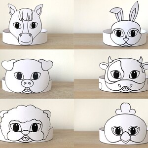 Farm Animals Paper Crowns Pig Pony Cow Rabbit Sheep Chicken Printable ...