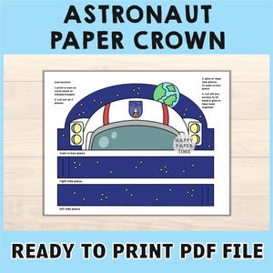 Astronaut Helmet Paper Crown Space Astronomy Party Printable Headband ...