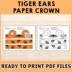 Tiger Ears Paper Crown Party Coloring Printable Kids Craft Safari ...