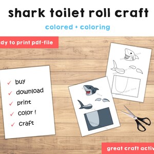 Shark Toilet Paper Roll Craft Ocean Animal Beach Sea Party Coloring ...