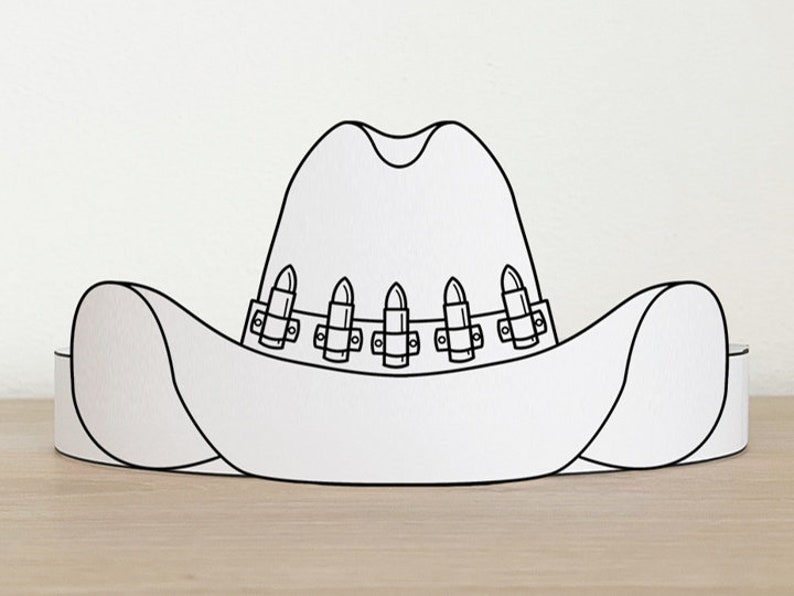Cowboy Hat Paper Crown Party Coloring Printable Kids Craft - Etsy