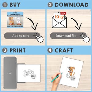 Dog Puppy Paper Craft Printable Pet Animal Finger Puppet Kids Craft ...