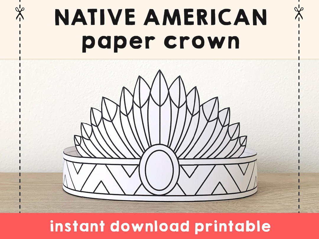 Native American Paper Craft Headdress Crown Party Coloring Printable ...