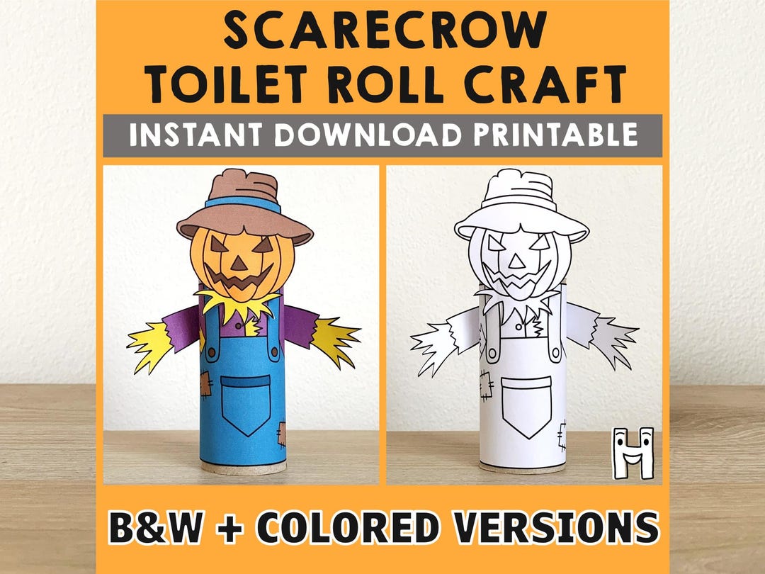 Scarecrow Toilet Paper Roll Craft Halloween Spooky Party Coloring ...