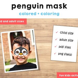Penguin Mask Paper Craft Costume Diy Polar Animal Mask Template Print ...