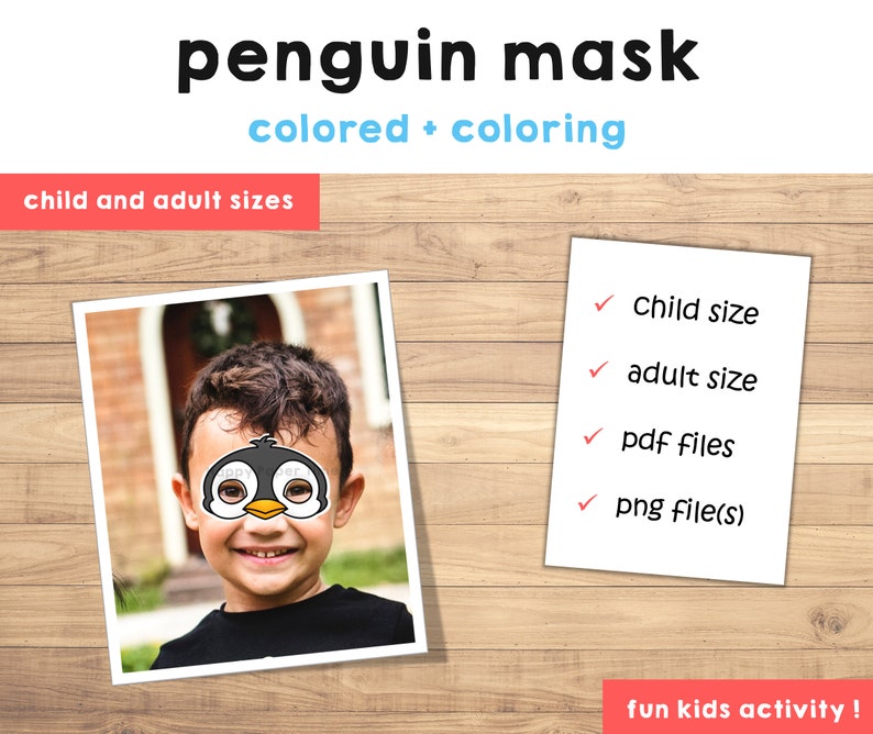 Penguin Mask Paper Craft Costume Diy Polar Animal Mask | Etsy