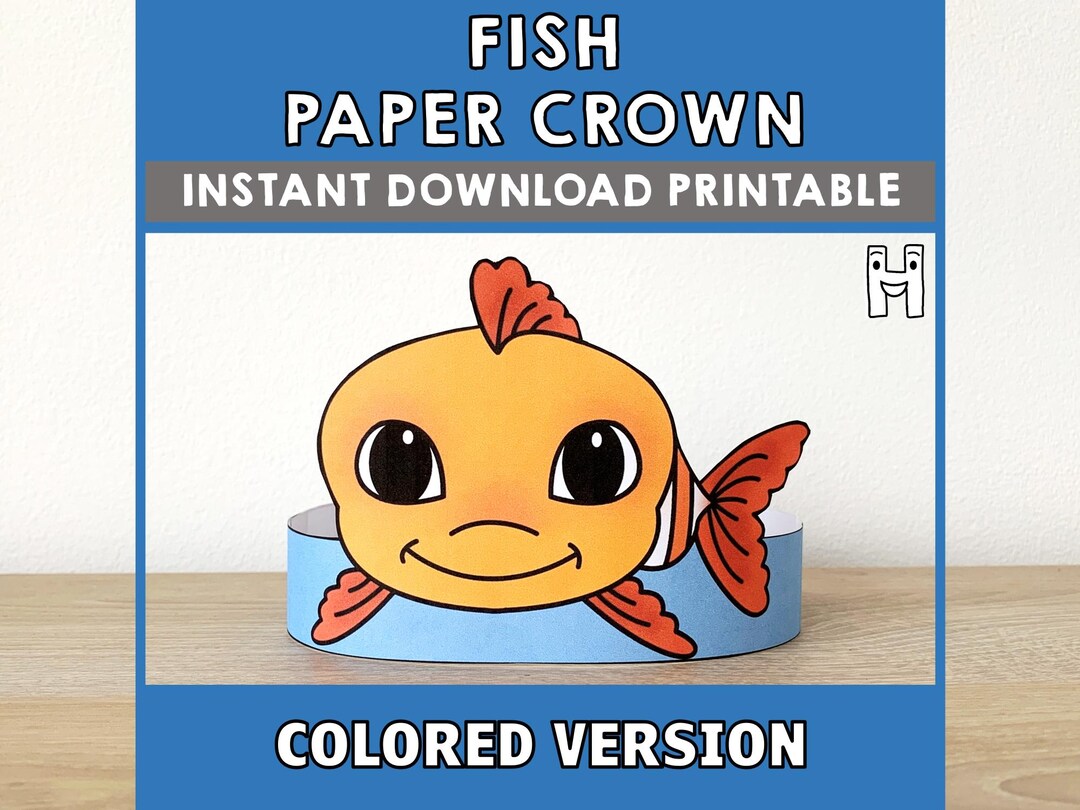 Fish Paper Crown Party Printable Party Hat Kids Craft Ocean Animal ...