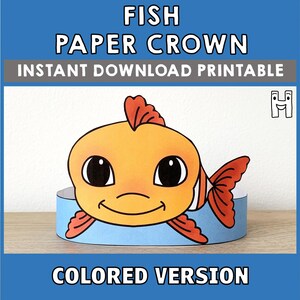Fish Paper Crown Party Printable Party Hat Kids Craft Ocean Animal ...
