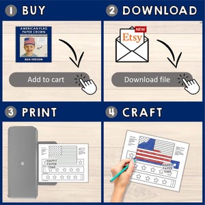 American Flag Paper Crown 4th of July Patriotic Headband Activity ...