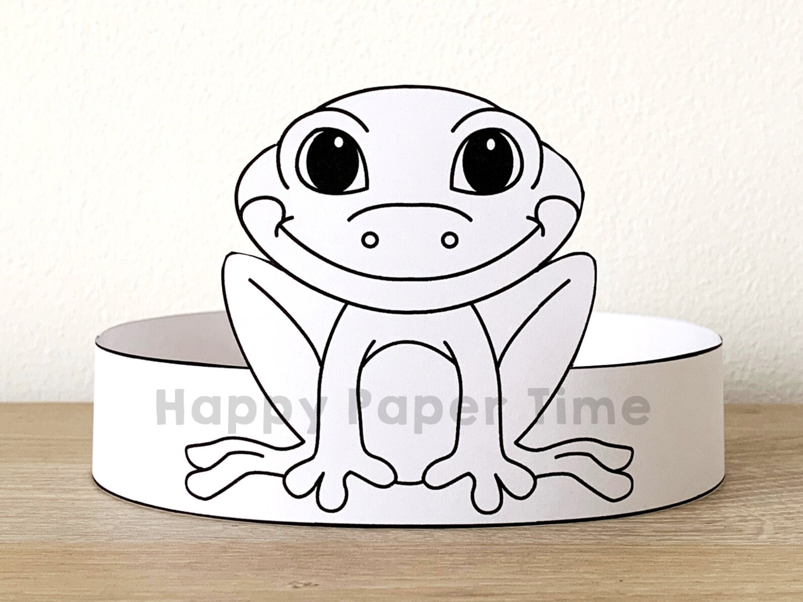 Frog Paper Crown Party Coloring Printable Kids Craft Animal | Etsy