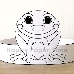 Frog Paper Crown Party Coloring Printable Kids Craft Animal Birthday ...