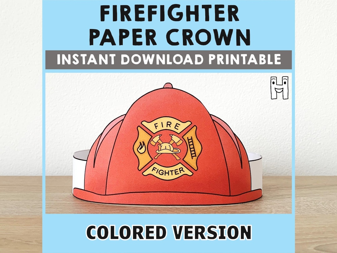 Firefighter Helmet Paper Crown Party Template Printable Kids Craft ...