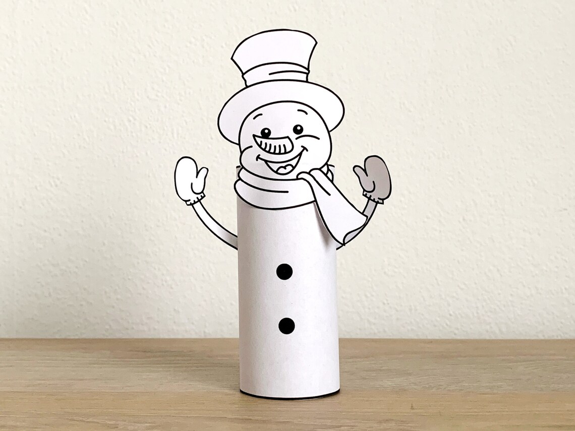 Snowman Toilet Paper Roll Craft Christmas Party Coloring | Etsy